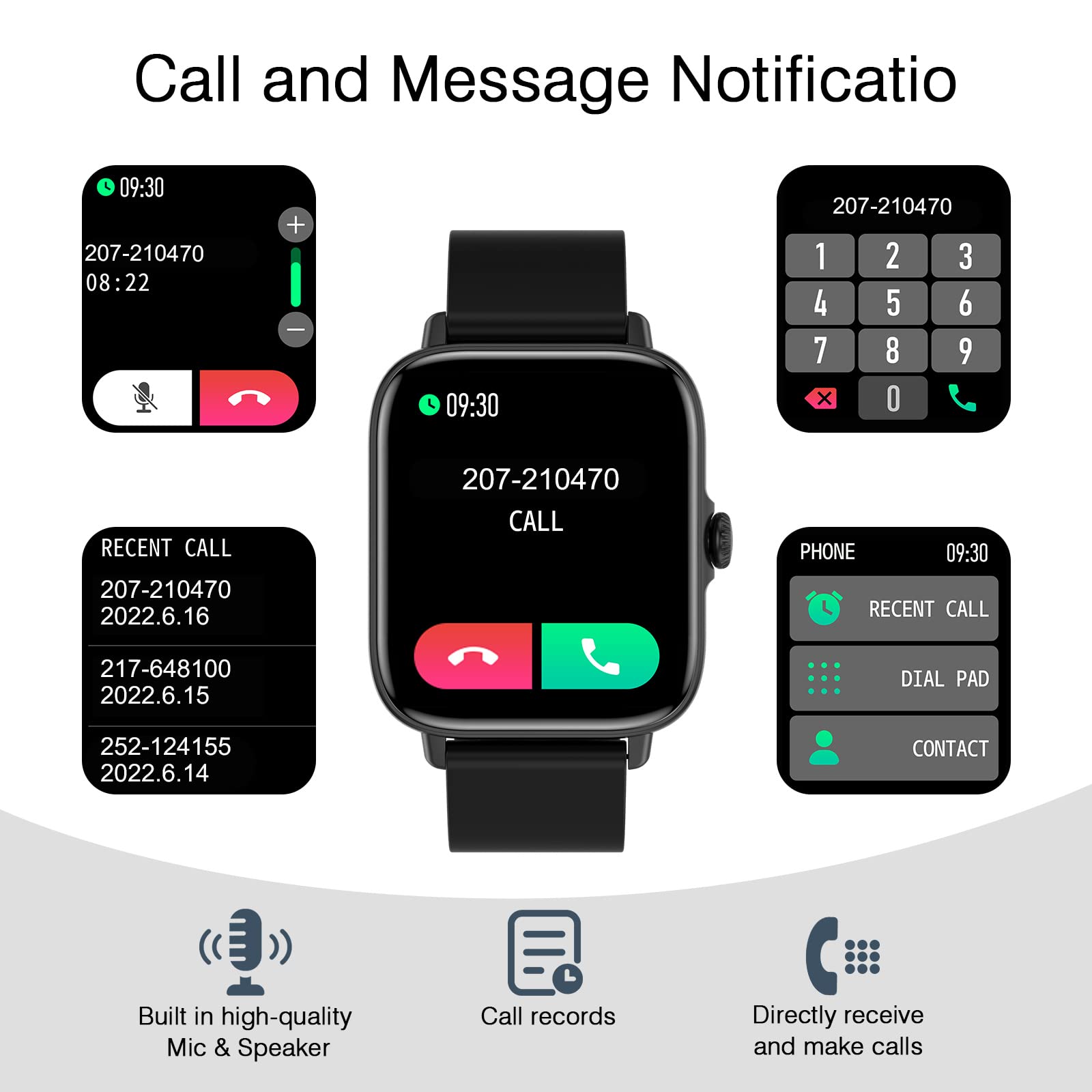 Choiknbo Smart Watch Make/Answer Call for Android iOS Phones 1.9'' Fitness Tracker with Heart Rate Blood Pressure SpO2 Sleep Monitor IP67 Bluetooth Receive SMS Messages Sport Step Activity Trackers