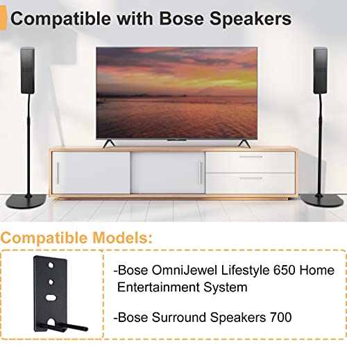 Maozhren Adjustable Stand for Bose Speaker Stands, for Bose OmniJewel Lifestyle 650, Surround Speaker 700, Floor Speaker Stand for Bose OmniJewel Floor Stand, with OmniJewel Bracket, Black (Pack of 2)