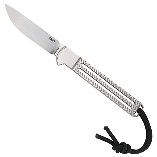 CRKT Testy Fixed Blade Knife with Sheath: Lightweight Everyday Carry, Textured Stainless Steel Handle, Glass Reinforced Nylon Sheath 7524,Silver