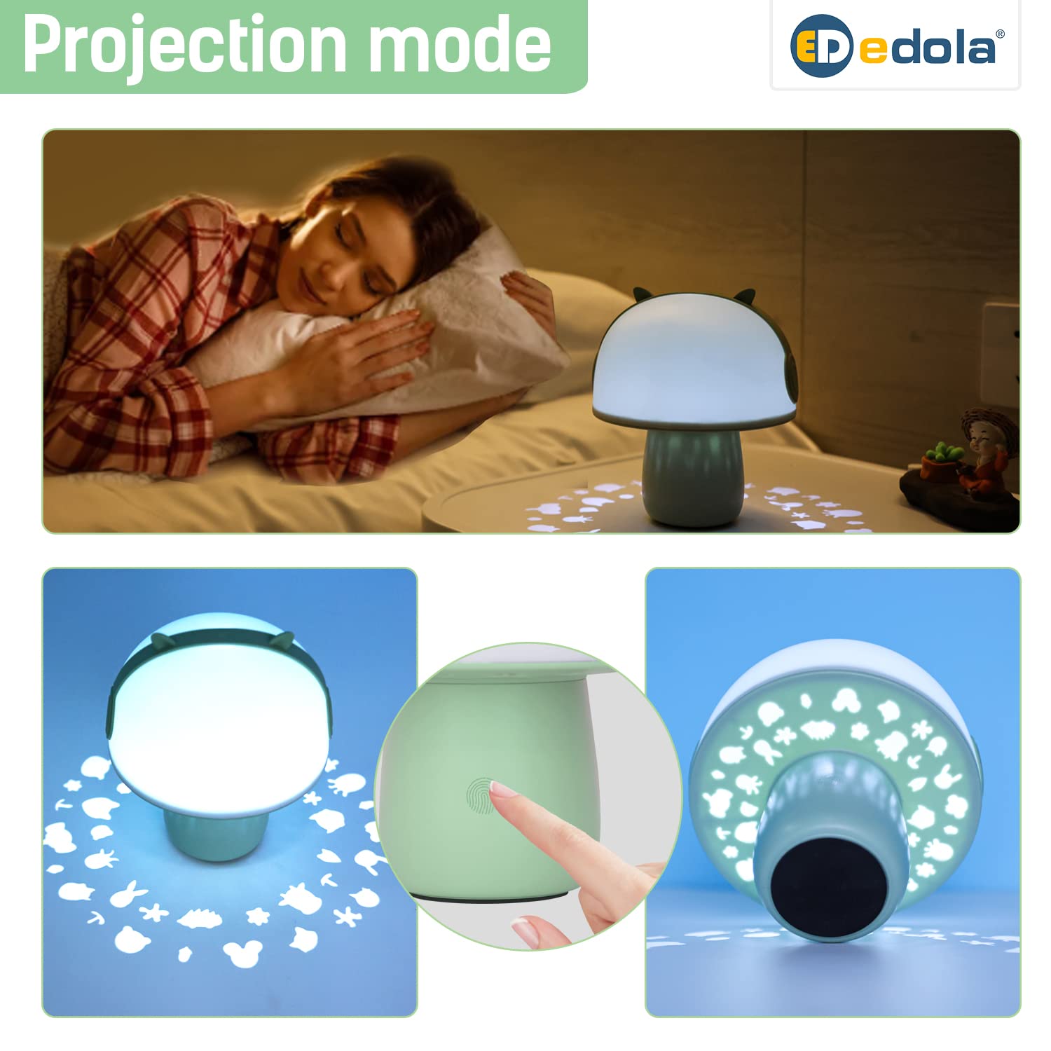 edola Baby Sleep Light, Toddler Projector Night Light, USB Rechargeable Portable Adjustable Brightness Light for Breastfeeding