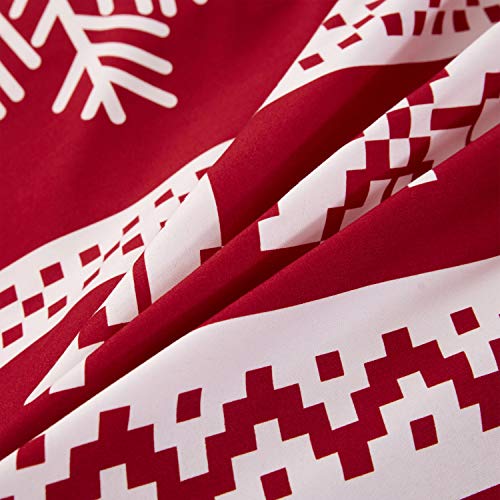 LAMEJOR Christmas Duvet Cover Set King Size Snowflake Pattern Holiday Bedding Set Comforter Cover(1 Duvet Cover+2 Pillowcases) Red