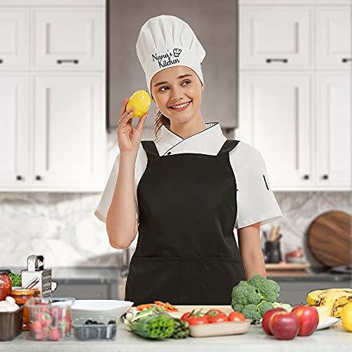 DYJYBMY Nana's Kitchen, Funny Chef Hat for Women, Adult Adjustable Kitchen Cooking Hat with Elastic Band Chef Baker Cap, Cooking Grilling BBQ Gifts for Wife Mom Her White