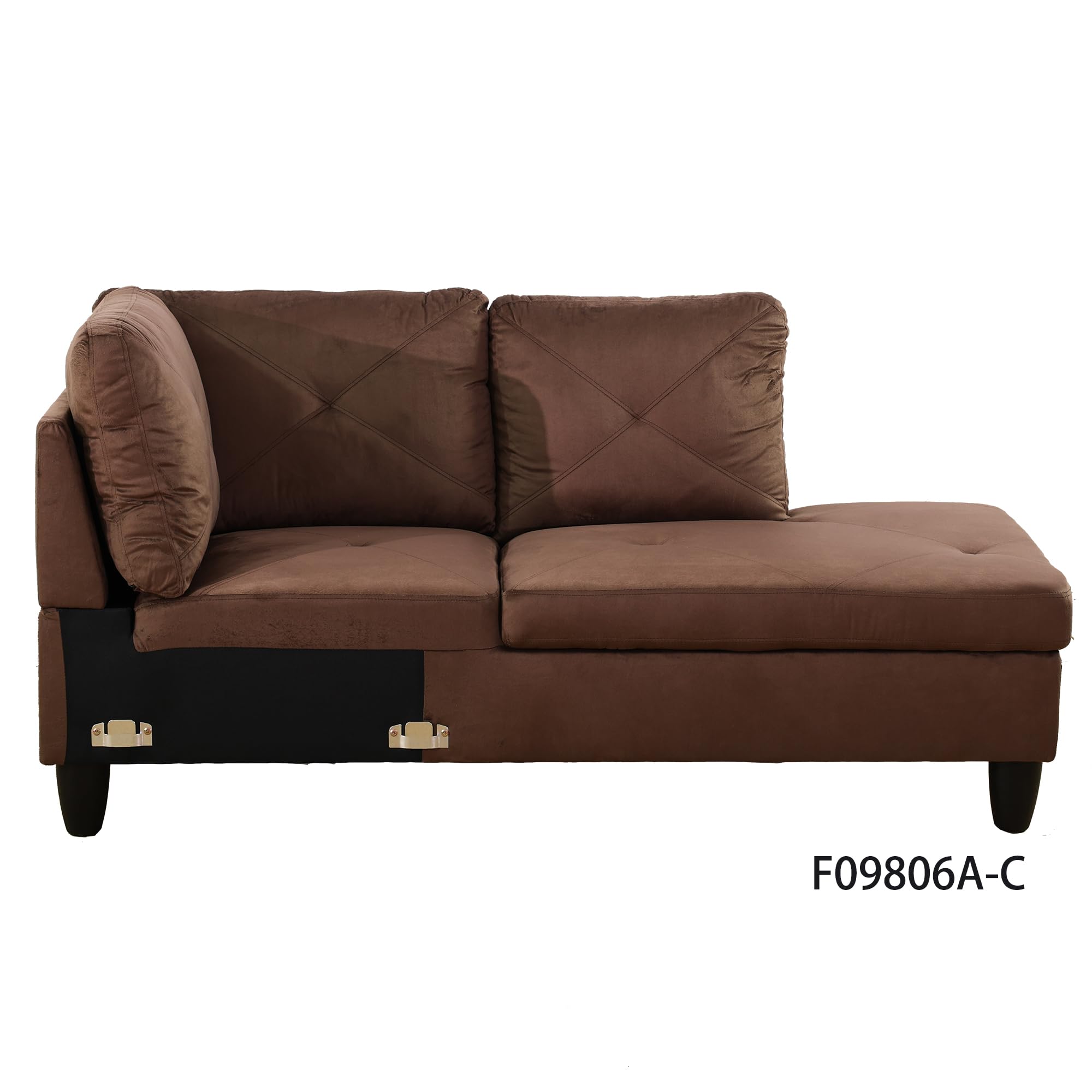 EMKK L-Shape Sectional Sofa with Storage Ottoman, 4-Seat Couch with Chaise Fabric Upholstered for Living Room, Apartment, Office