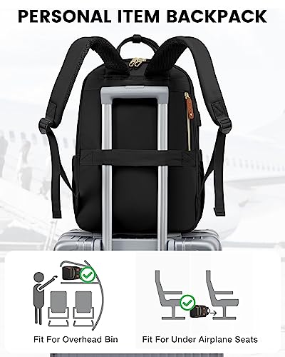 LOVEVOOK Laptop Backpack for Women Men, 15.6 Inch Computer Backpack Purse with USB Port, Fashion Anti-Theft Travel Backpacks, Waterproof Casual Daypack for Work Bag Back Pack, Black
