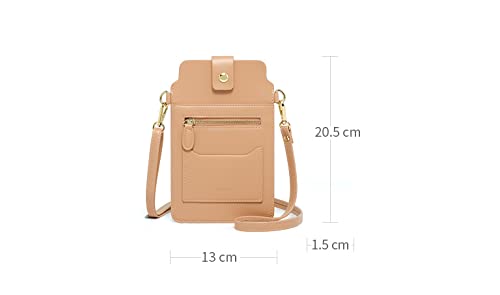 Taomicmic Touch Screen Cell Phone Purse for Women, Girls, Travel Mobile Phone Crossbody Shoulder Bag, PU Leather (Black)
