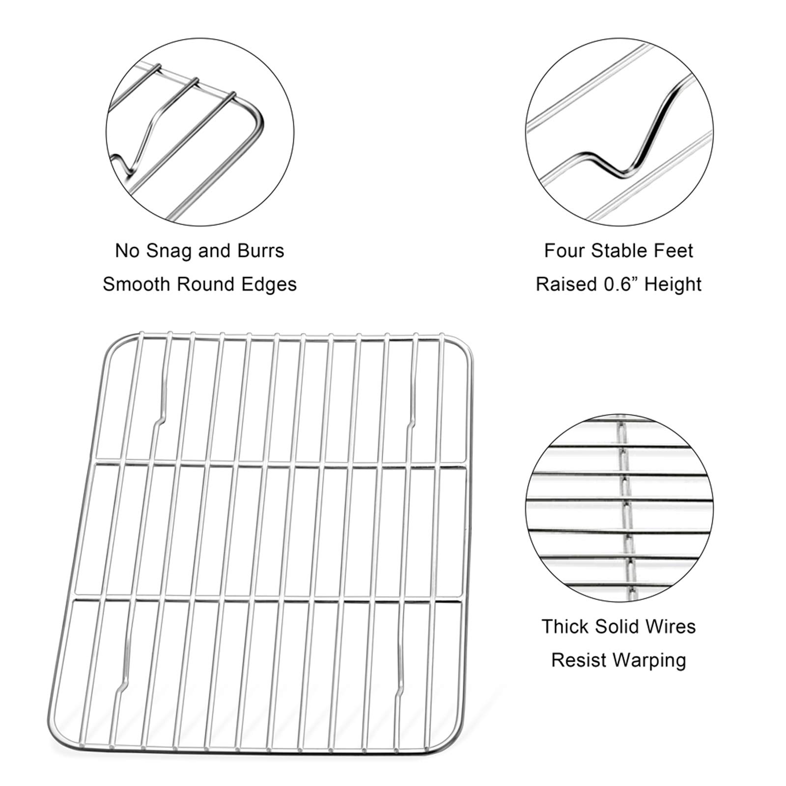 E-far Small Baking Rack Set of 2, Stainless Steel Metal Roasting Cooking Racks, Size – 8.6"x6.2", Non Toxic & Rust Free, Fit for Small Toaster Oven, Dishwasher Safe
