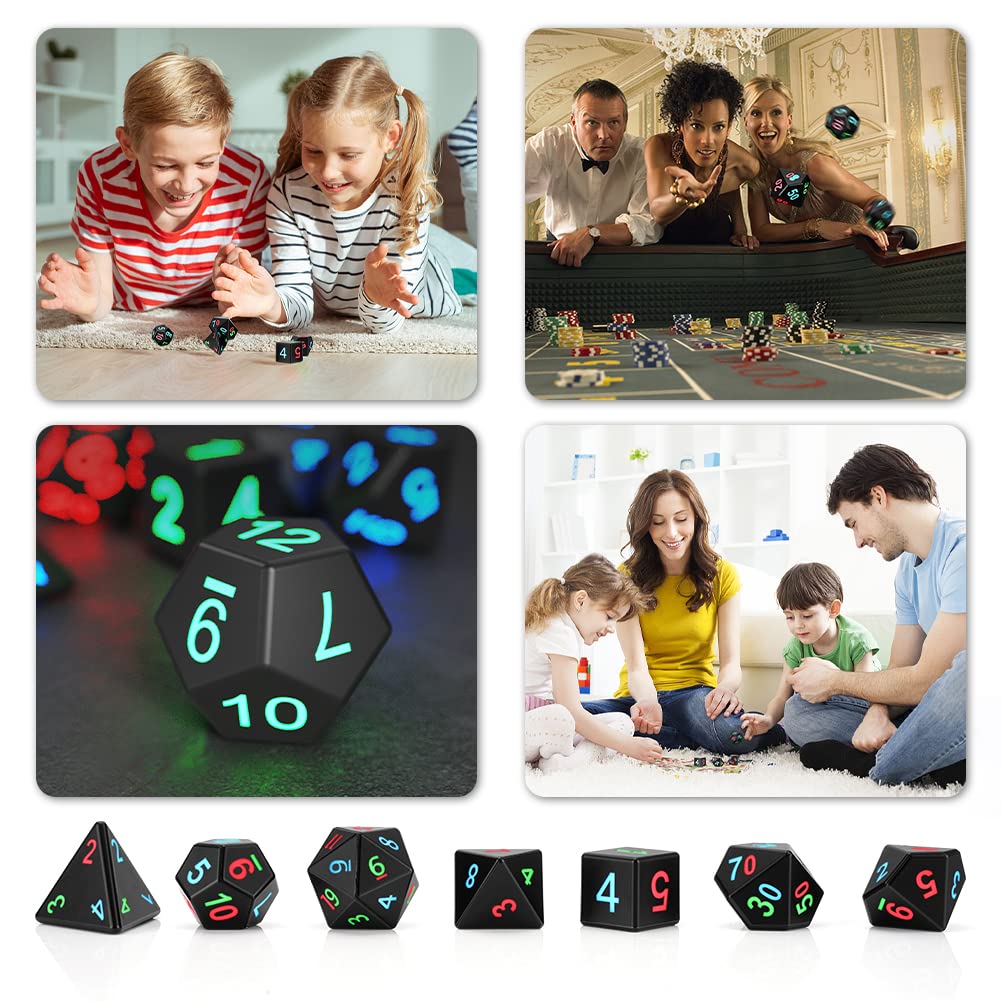DND Dice Set Laelr Polyhedral DND Dice 7 PCS Glowing Dice Set with Charging Box Electronic Dices Shake to Light Up Dice D&D Dice Rechargeable for Dungeon and Dragons Role Playing Game Tabletop Games