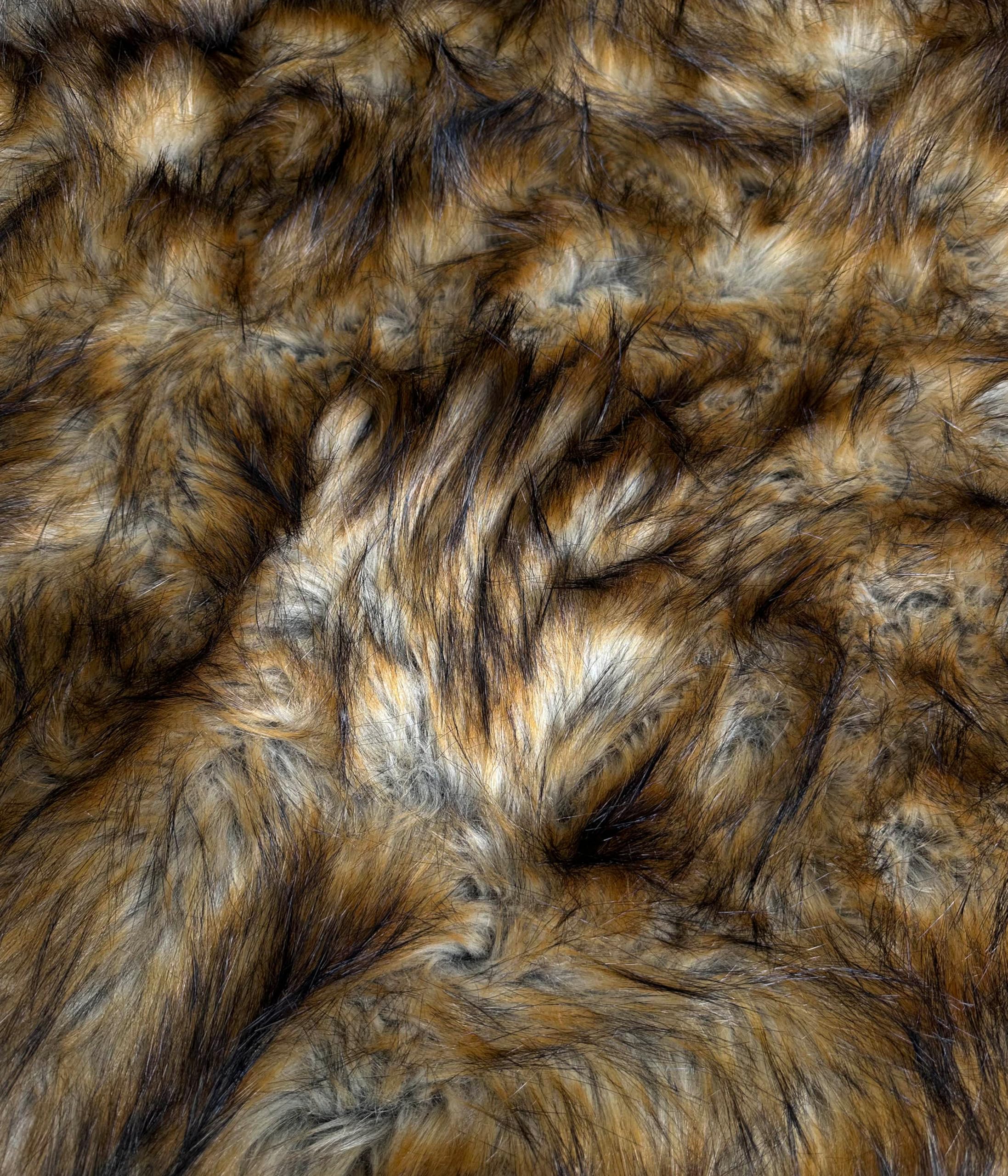 Faux Animal Fur Short/Long Pile 1400gram Heavy 65" Wide Fabric Full, Plush, Warm Soft Coat, Fashion Fursuit Costume - Sold by Continuous Yard (Grizzly Bear)