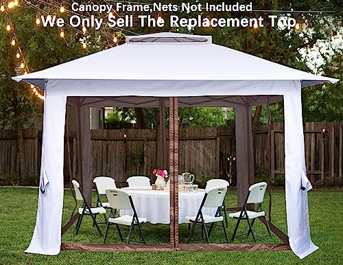 SCOCANOPY Top for 11'x11' and 12'x12' Pop Up Gazebo Canopy Frame,Canopy Frame and Netting Not Included, (Brown)