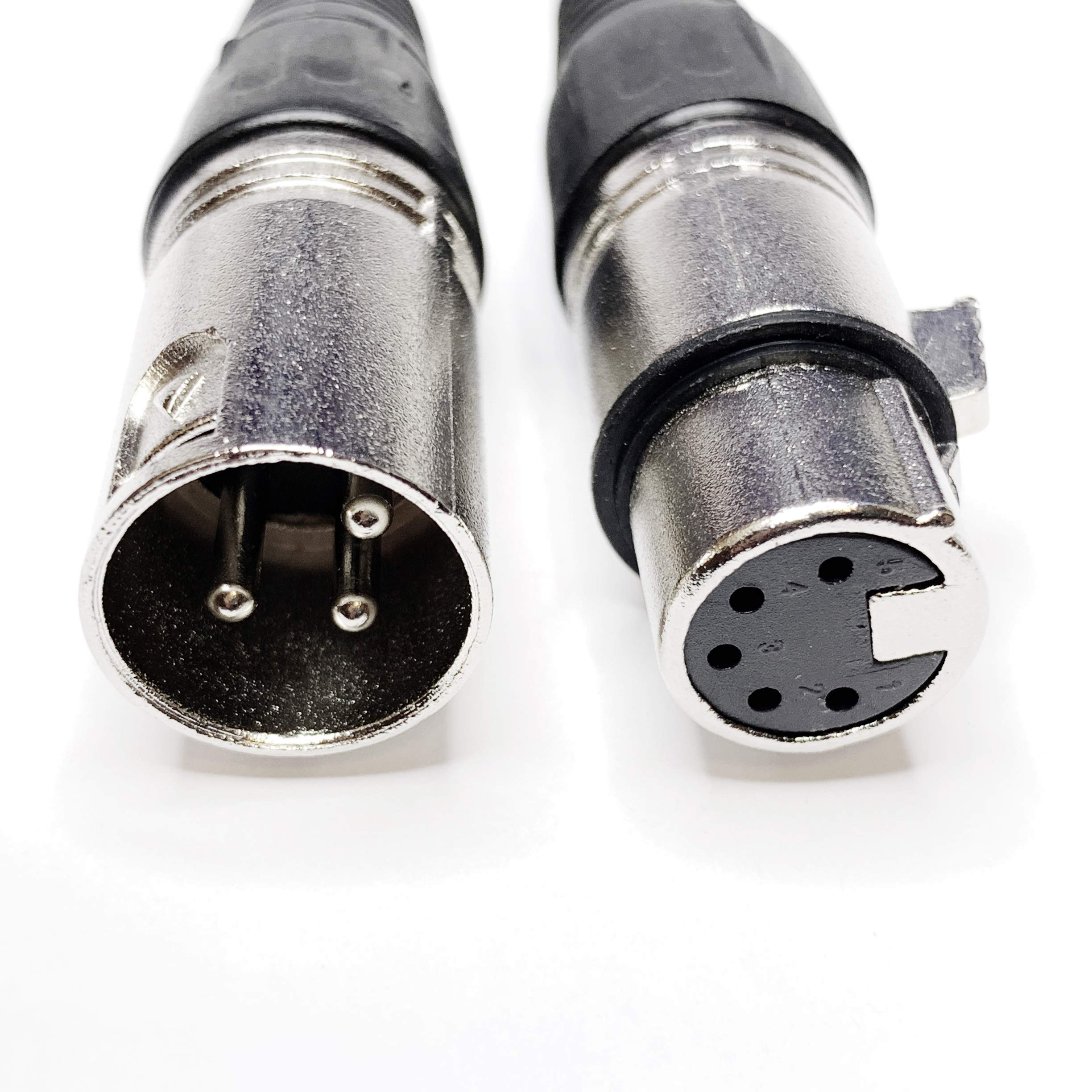 CESS-007 XLR3M to XLR5F DMX512 Adaptor Cable - 3-Pin Male XLR to 5-Pin Female XLR DMX Turnaround - 2 Pack