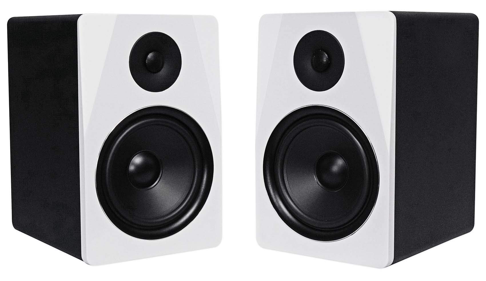 Rockville APM8W Powered USB Studio Monitor Speaker Pair in White, 8", 2-Way, 500W, EQ, MDF Wood, RCA/XLR, Perfect for Studios, Recording, Music