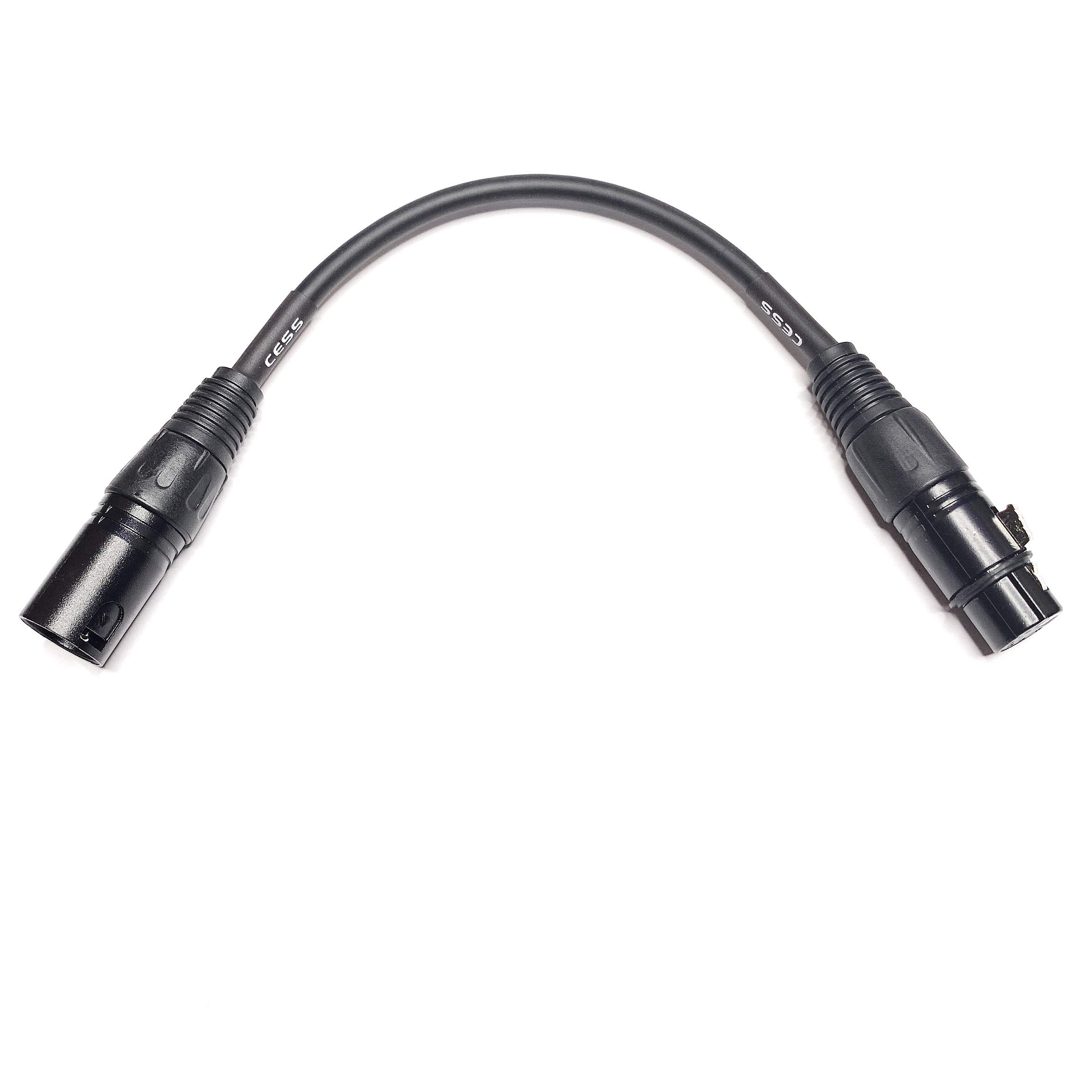 CESS-008 XLR3M to XLR5F DMX512 Adapter Cable - 3 Pin Male XLR to 5 Pin Female XLR DMX Turnaround, 6 Inches - 2 Pack
