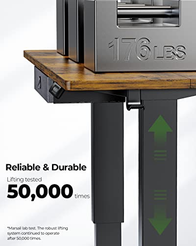 Marsail Standing Desk with Drawer, 55x24 Inch Adjustable Height Standing Desk, Electric Stand up Desk, Sit Stand Home Office Desk, Ergonomic Workstation for Home Office Computer Gaming Desk Rustic