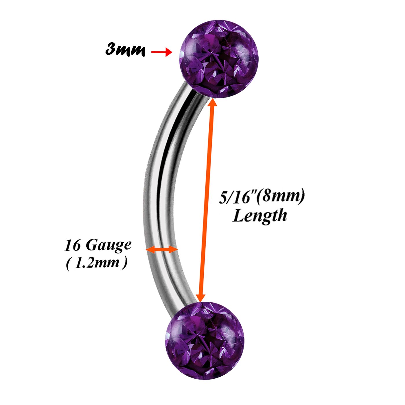 bodyjewellery 2pcs 16g 8mm Curve Piercing Titanium G23 Rook Tragus Lip Conch Cartilage Stud Helix Eyebrow Bar Ring Earrings Ferido B2B2CR