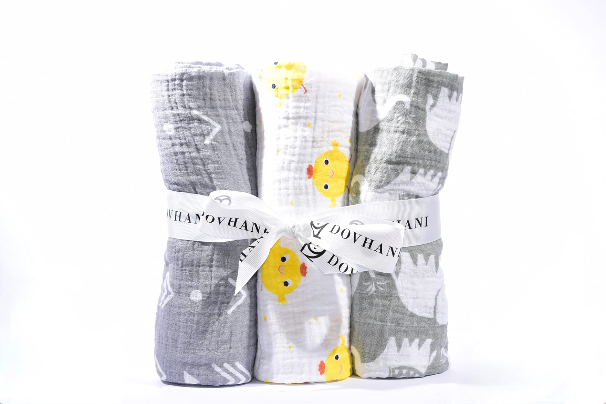 Muslin Baby Swaddle 3-Pack 100% Cotton. Soft & Breathable for Girl/Boy/Unisex