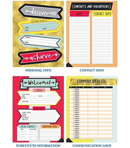 Carson Dellosa Aim High Teacher Planner, 8" x 11" Spiral Bound Planner With Planner Stickers, Daily Planner, Weekly Planner, Grade Book and Lesson Planner Book for Teachers