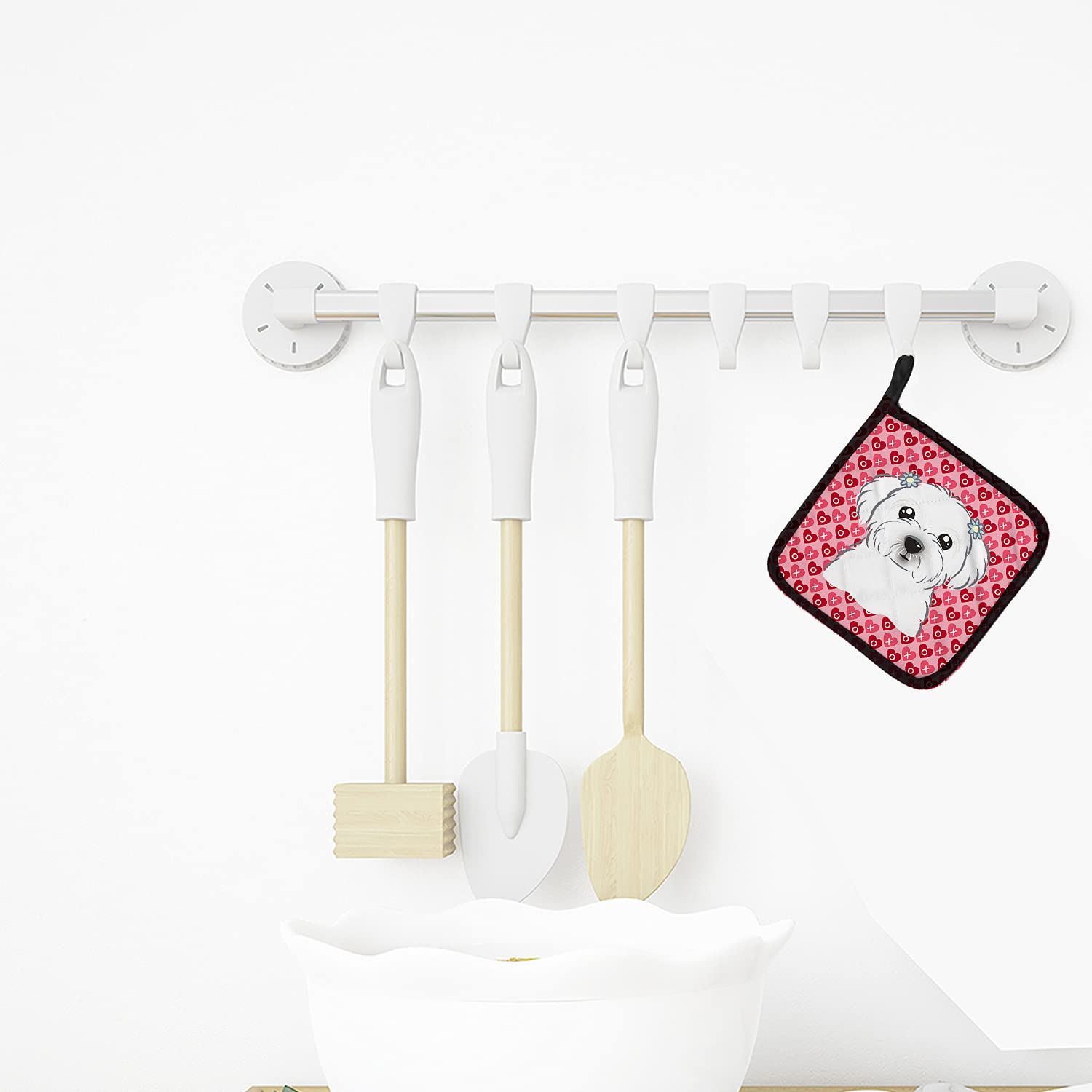 Caroline's Treasures BB5278PTHD Maltese Pair of Pot Holders Kitchen Heat Resistant Pot Holders Sets Oven Hot Pads for Cooking Baking BBQ, 7 1/2 x 7 1/2