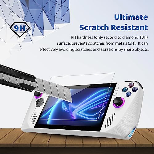 Screen Protector for Rog Ally DOBEWINGDELOU Tempered Glass Screen Protector for ROG Ally 2023 Gaming Handheld 9H Hardness Fully Covered Ultra HD Anti-Fingerprint Bubble Free Tempered Glass Film 3 Pack