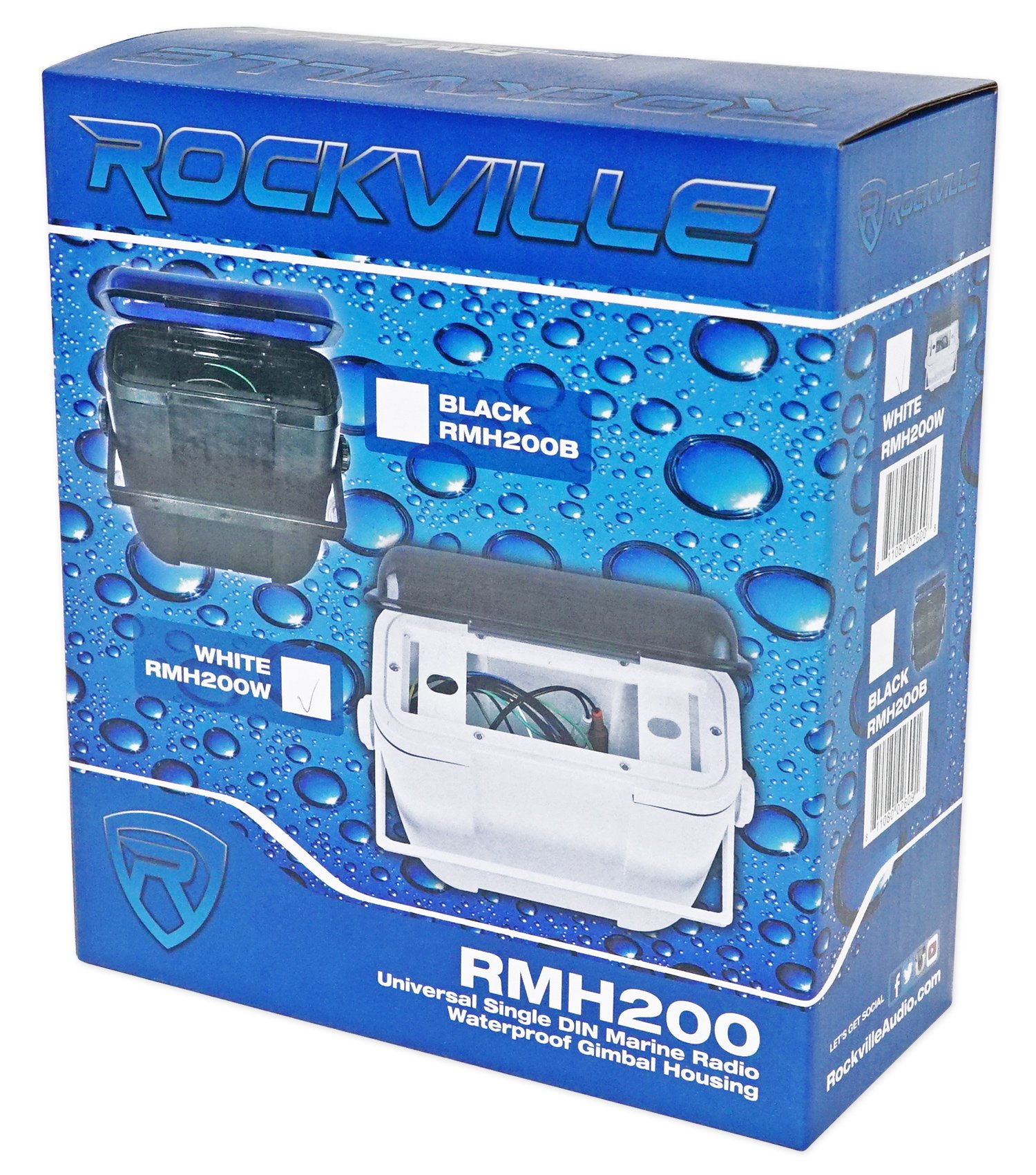 Rockville Rmh200w Single Din Marine Radio Waterproof Gimbal Housing, White