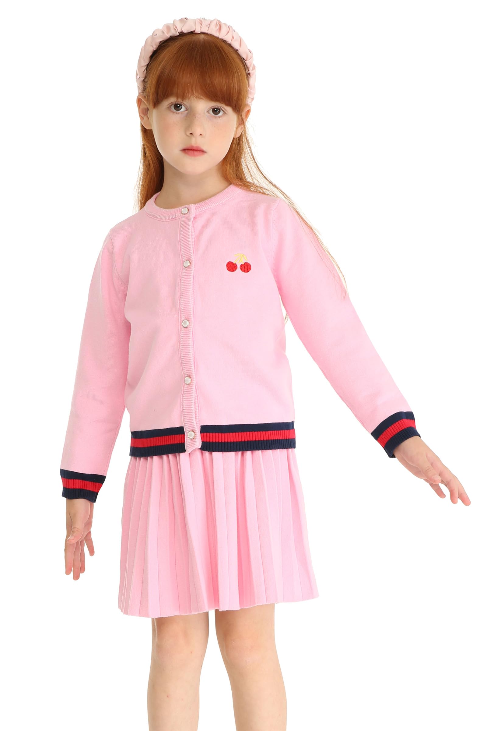 Mud Kingdom Knit Sweater Outfits for Toddler Girls Cute Cherry Pink 4T
