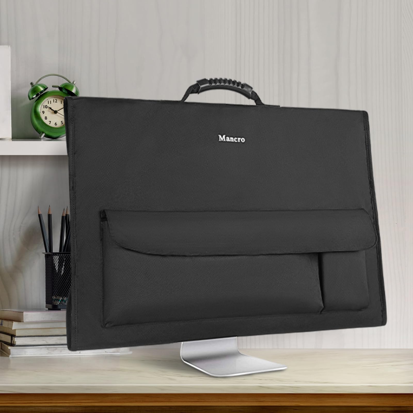 Mancro Monitor Carrying Case Compatible with Apple 27" iMac Desktop Computer, Padded Travel Carrying Bag with Rubber Handle, Pockets for 27" Screen and Accessories, Protective Case Monitor Dust Cover