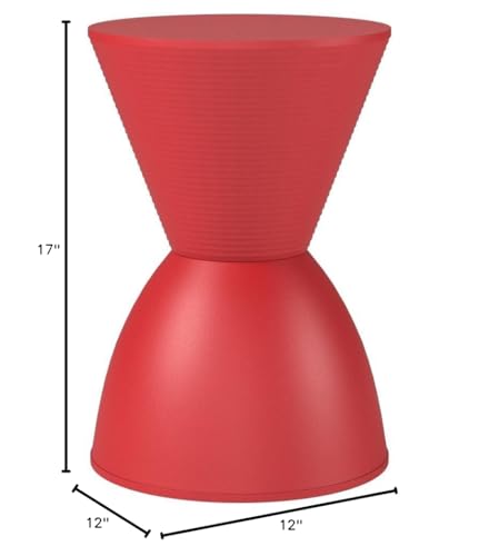 Modway Haste Contemporary Modern Hourglass Accent Stool in Red