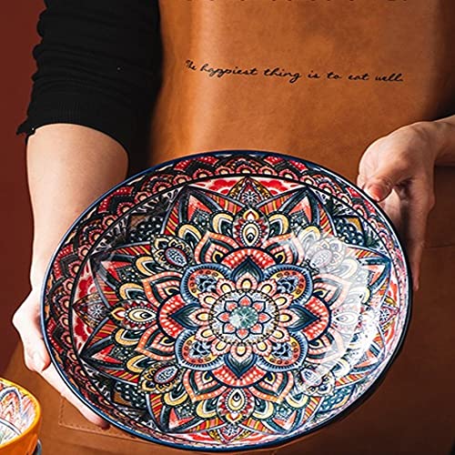 Qlans Serving Bowls 10.2inch 75 Oz Fruit Bowls Salad Bowls, Pasta Bowl Set of 2, Serving Dishes for Entertaining, Vibrant Color Large Bowls for Party,Microwave & Dishwasher Safe (Multicolor)