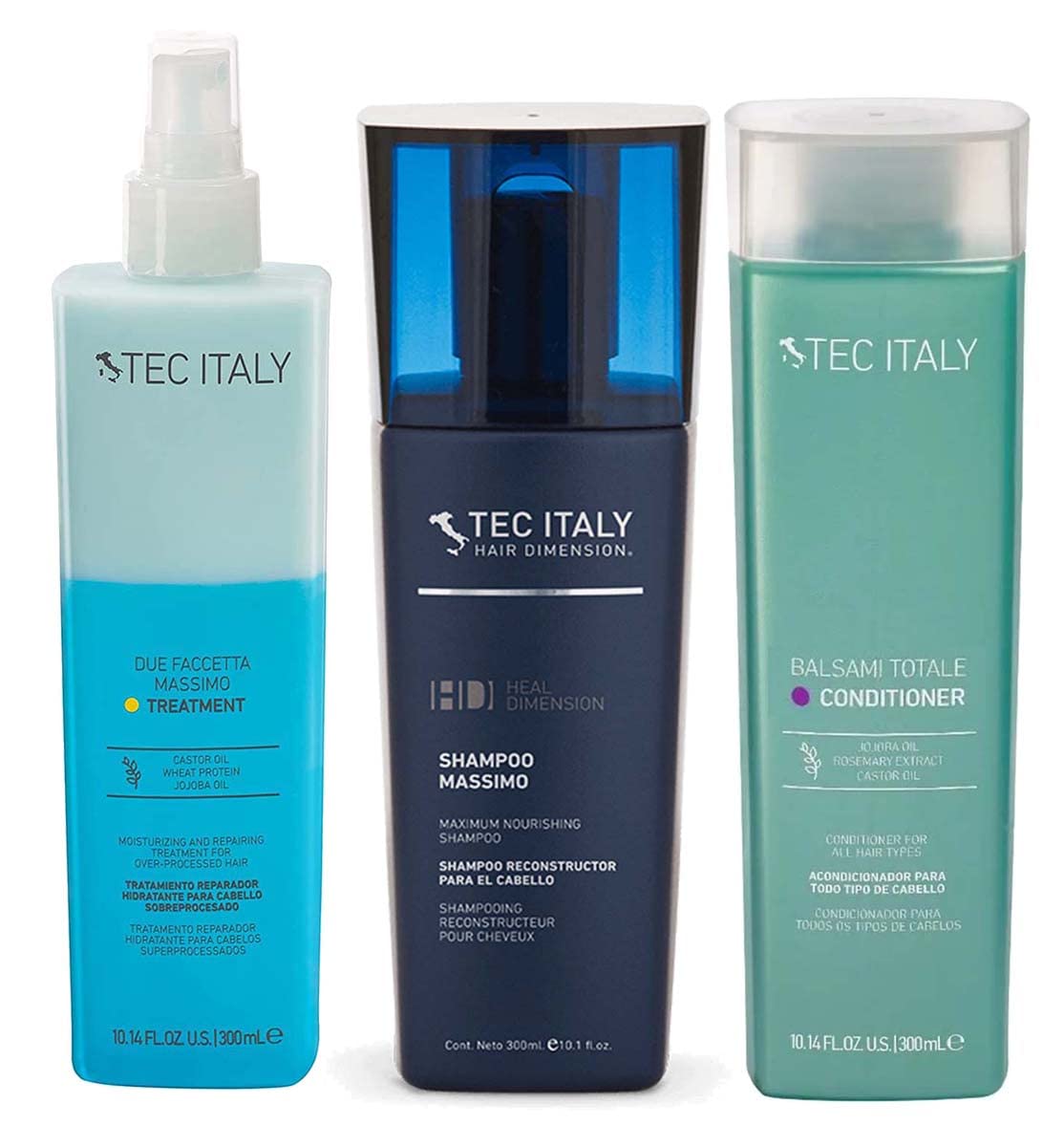 Tec Italy Reconstruction Package: Due Faccetta 10.1 Oz + Shampoo 10.1 Oz + Balsami Totale 10.1 Oz