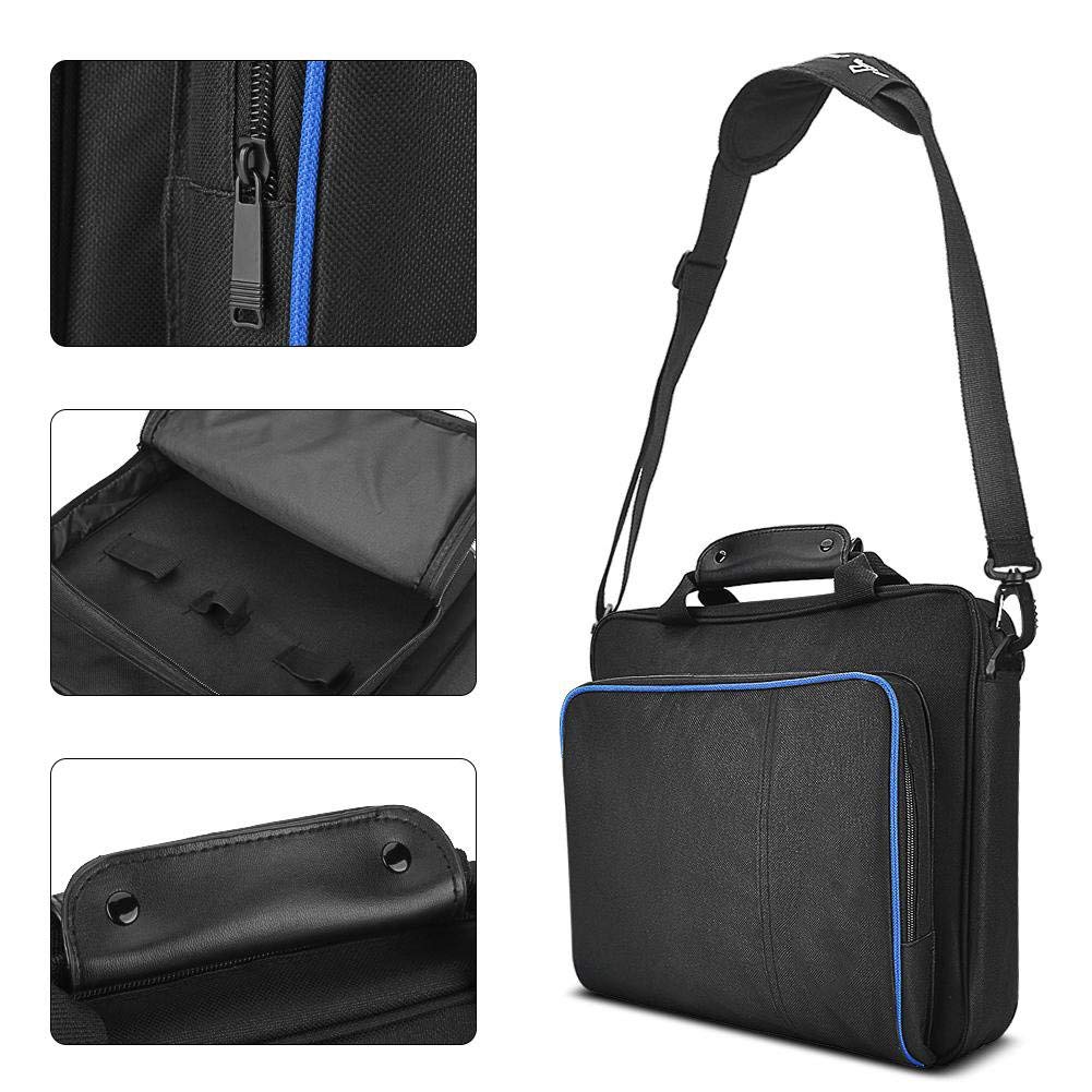 Travel Carrying Case, Portable Storage Bag Organizer for PS4 & PS4 Systems Multifunctional Travel Storage Bag Handbag/Shoulder Bag for Play Station VR Gear Console Equipment, Black