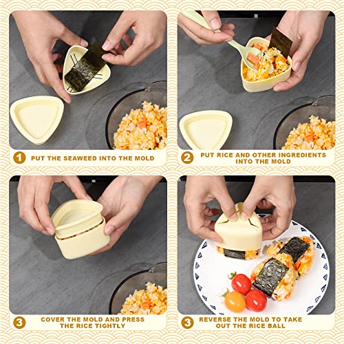 UERIAJIL Onigiri Mold, Musubi Maker Kit, Non-Stick Easy To Use and Clean, With Sushi Mat and Rice Scoop, for Kids Lunch Bento and Home DIY Sushi kit