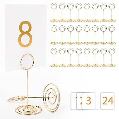 Little Lala 20 Pack Gold Table Number Holders, 8.5 cm high, Place Card Holders, Card Holders, Picture Holders or Wedding Table Number Holders & Parties