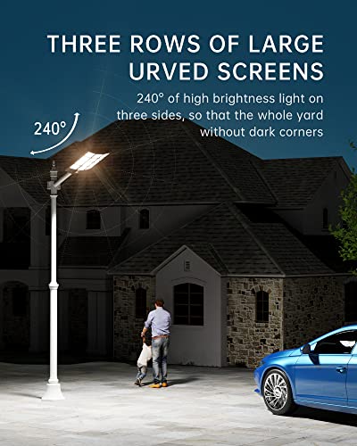 OKPRO Solar Street Lights Outdoor - 1200W Solar Parking Lot Lights, 7000K LED Solar Lights, Dusk to Dawn, Motion Sensor, Commercial Grade