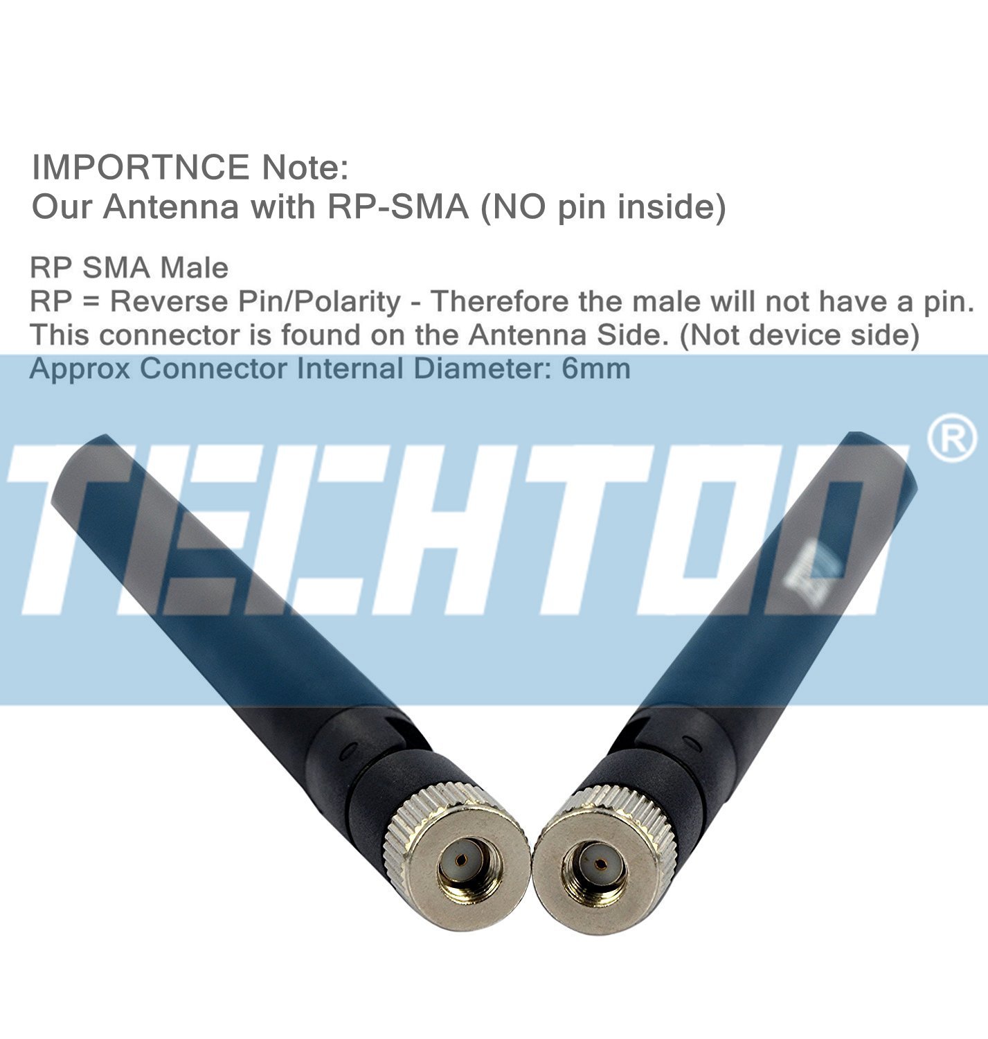 TECHTOO WiFi Antenna Dual Band 7dBi 2.4GHz/5.8GHz with RP-SMA Connector for Wireless Network Router USB Adapter PCI Card IP Camera DJI Phantom Wireless Range Extender FPV UAV Drone