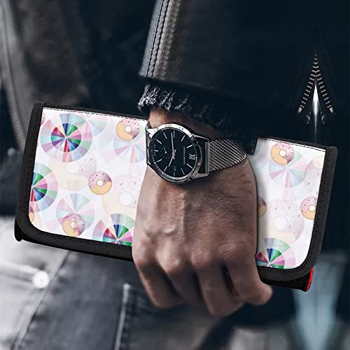 Donuts and Colorful Circles Carrying Case Storage Holder Bag Printed Handbag for Switch Console Game and Slots Cards Accessories