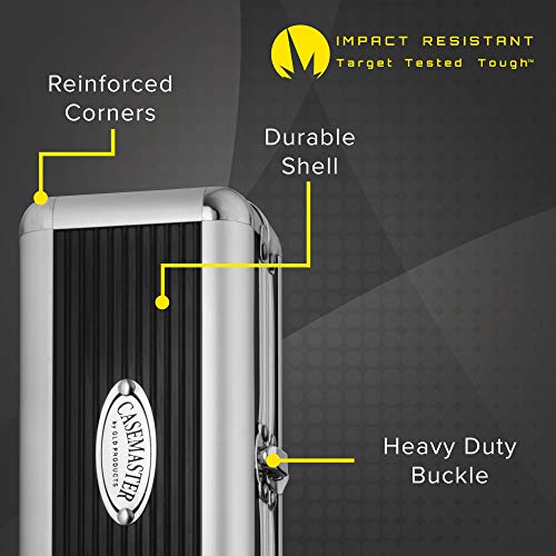 Casemaster Sole Aluminum Slim Profile Dart Case Holds 3 Steel Tip and Soft Tip Darts with Enough Space to Keep Flights in Shape, Features Built-In Pockets for Other Accessories,Black