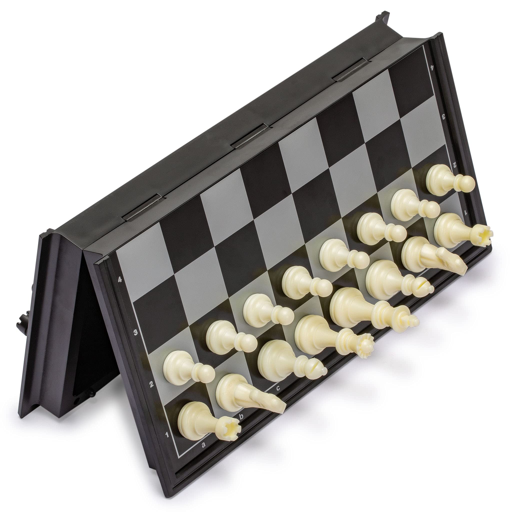 Yellow Mountain Imports Magnetic Portable Medium Chess Board Game Set (9.8 Inches) - Travel Chess Set with Folding Board and Felt-Bottom Chessmen