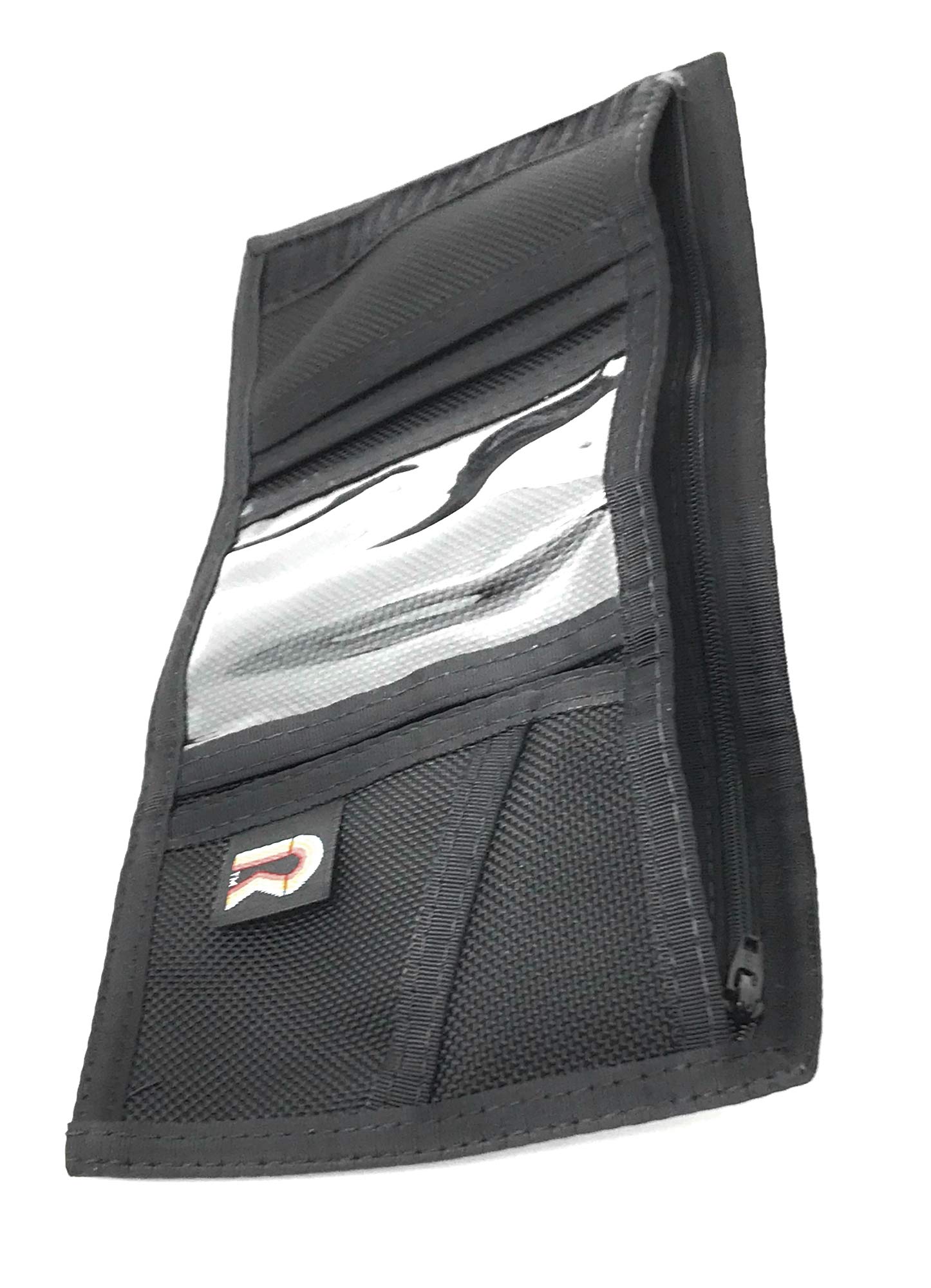 Trifold with Inside and Outside ID Window. Black Ballistic Nylon. Made in USA. (Black)