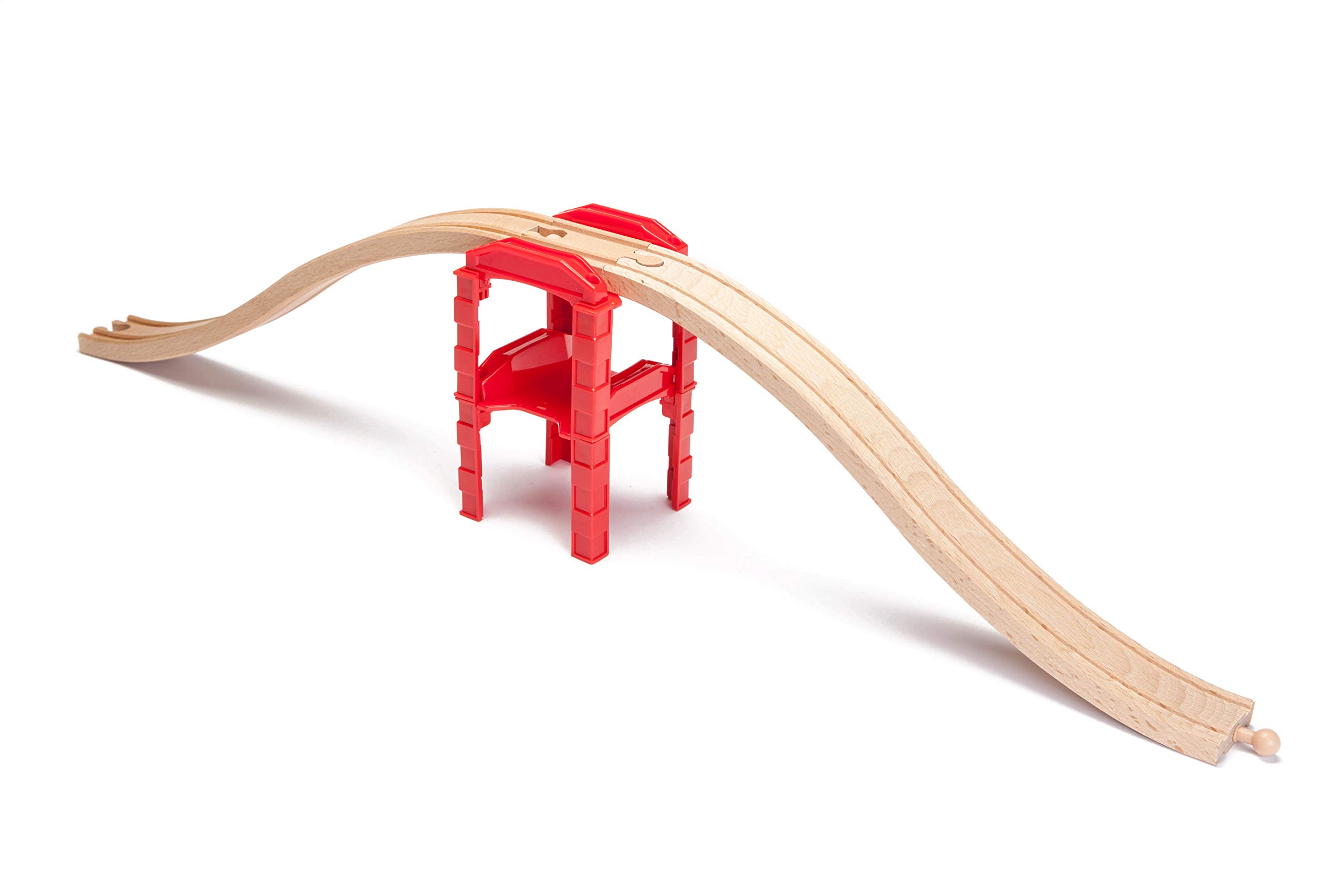 Multi Level Support Risers 6-Pack - Red Risers for Wooden Toy Train Set Creates 3 Levels of Tracks. Durable Hard Plastic Replacement Compatible with Major Brands