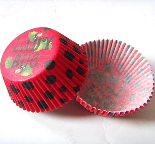 Lucky Star Red Ladybug Colorful Paper Muffin Cupcake Liners case Baking Cups 100 pcs,Standard Size 2x1.25inch