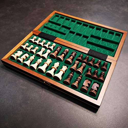 THPT Unique Wooden Chess Set Magnetic Chess Set Portable Folding International Chess Set Handmade Chess Pieces Double Rear Chess Board Board Games