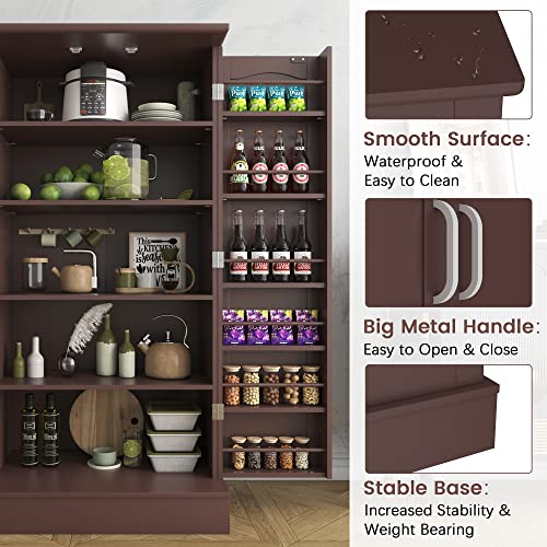 Jehiatek 47” Kitchen Pantry Cabinet, Freestanding Kitchen Storage Cabinets with Doors & Adjustable Shelves, Buffet Cupboards Sideboard for Kitchen, Living Room and Dinning Room