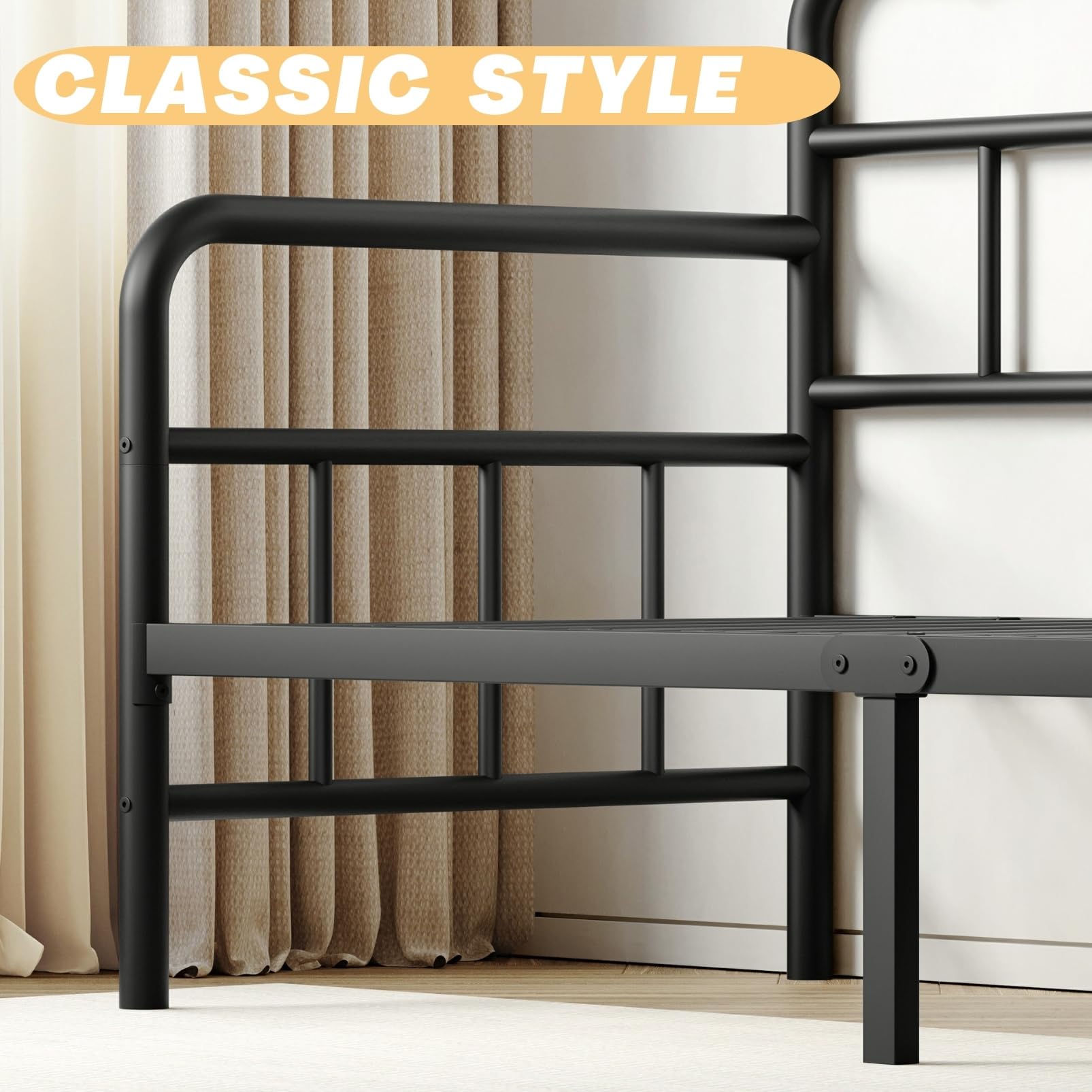 FDLOGW Twin Daybed Frame, Classic Day Bed Frame Twin Size with Headboard, Metal Platform Sofa Bed for Bedroom Living Room, Heavy Duty, Easy Assembly