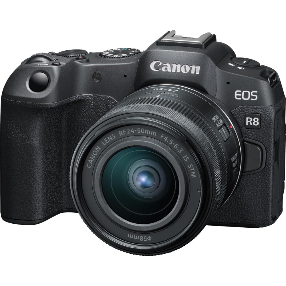 Canon EOS R8 Mirrorless Camera with RF 24-50mm f/4.5-6.3 is STM Lens + 64GB Extreme PRO Memory Card + Camera Case with Rain Cover (3 Items)