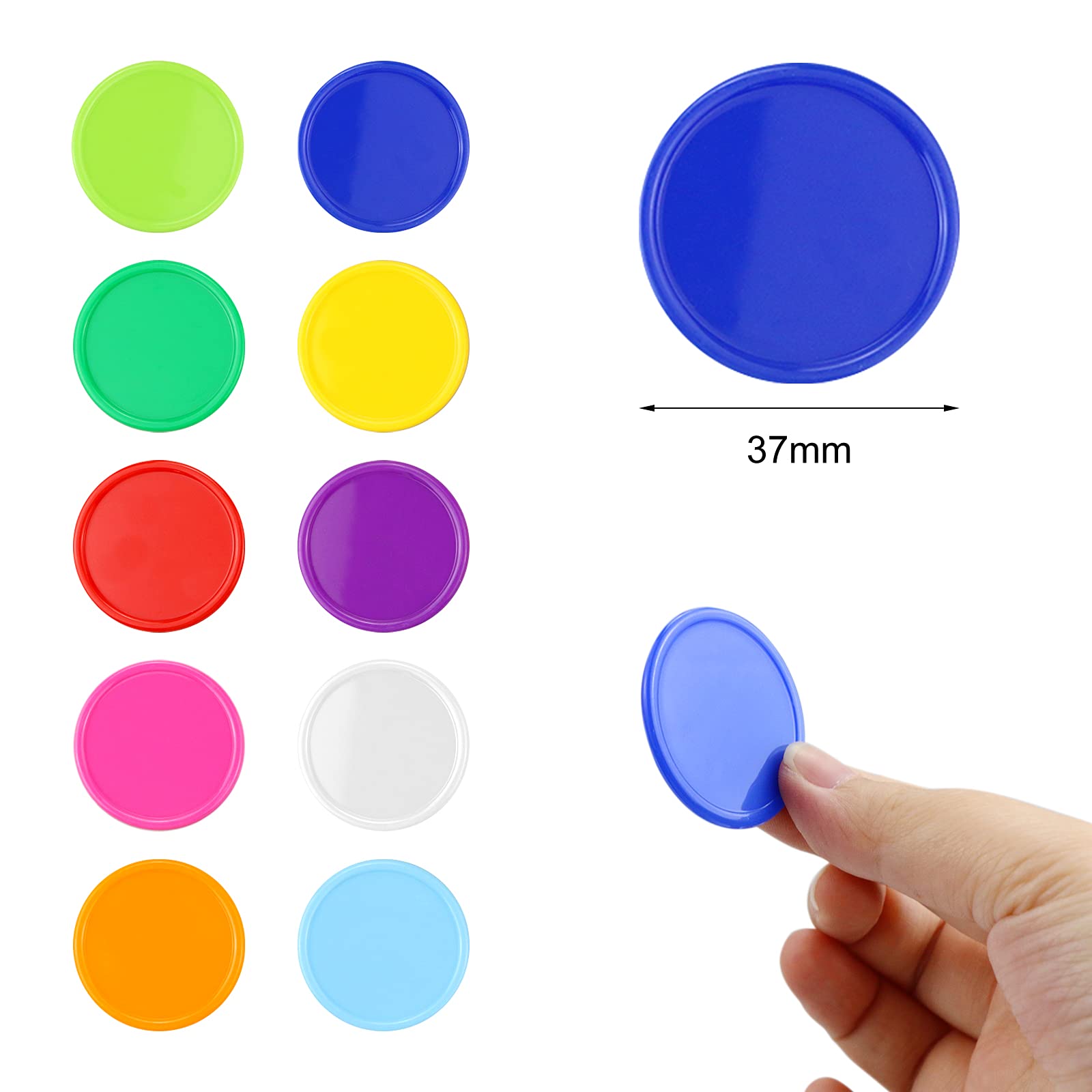YEXPRESS 500 Pieces Plastic Poker Chips, Poker Card Game Chips Bulk, Counting Discs Markers for Learning Math Counting, Game Play, 37mm/10 Colors