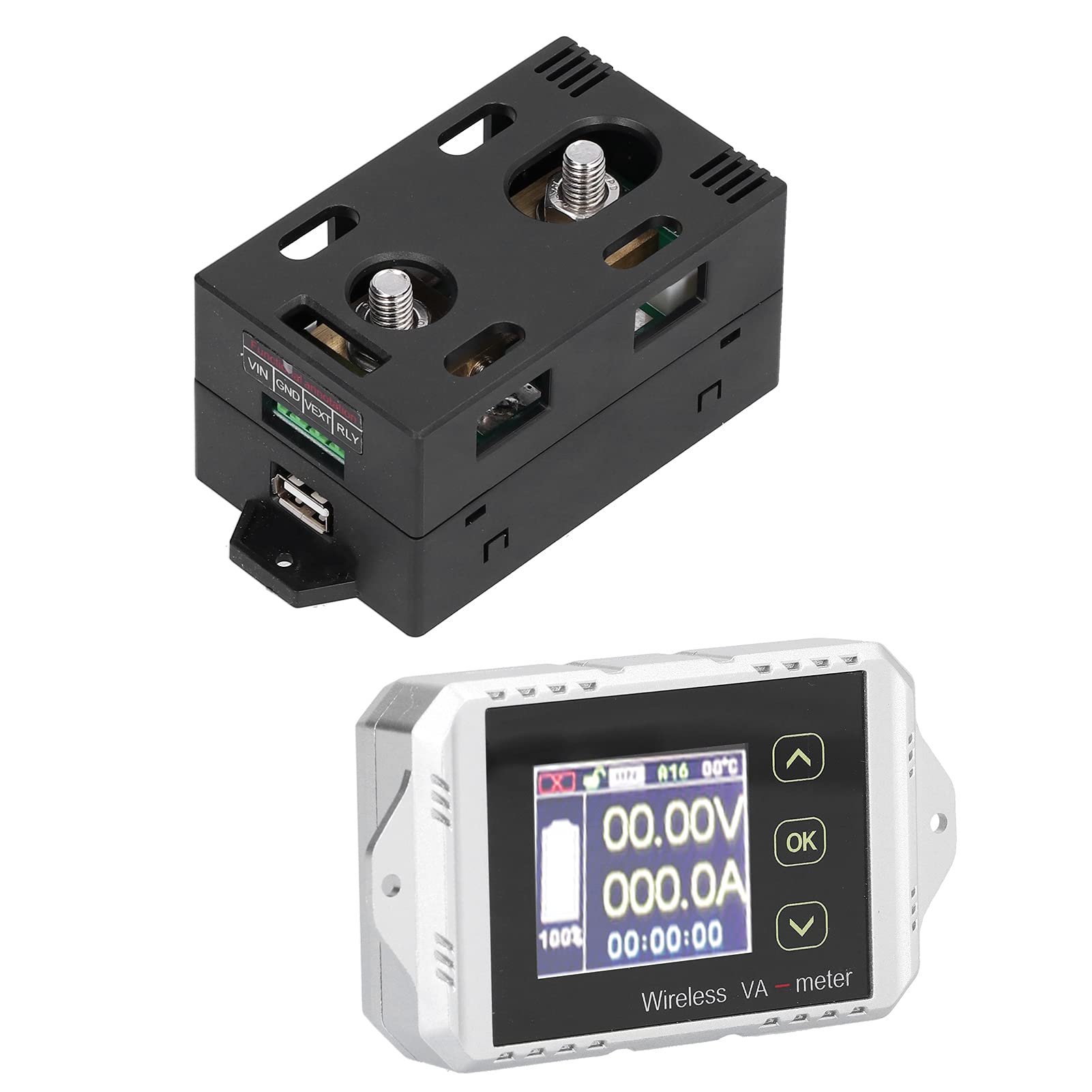 Color Screen DC Voltmeter Ammeter, Lightweight Electrical Measuring Tools with USB Cable for Battery Maintenance Personnel for Electrician
