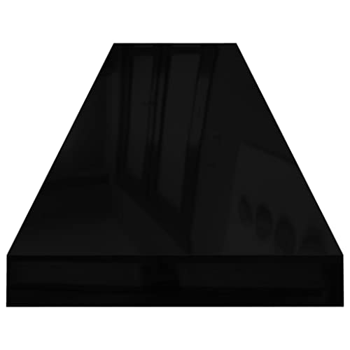 DYRJDJWIDHW Floating Wall Shelves 2 pcs Bookshelf for Bedroom,Shelves,Wood Bookcase,Suitable for Bedroom, Office, Living Room, Study,High Gloss Black 47.2"x9.3"x1.5" MDF