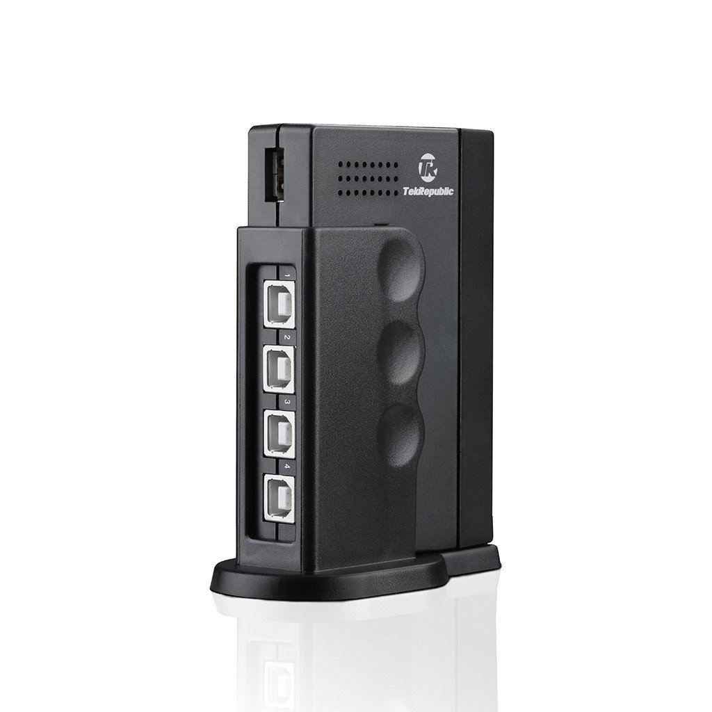 Tek Republic TUS-400 USB Sharing Switch - 4 Port Manual Switch One USB Device/Hub Between Four Computers