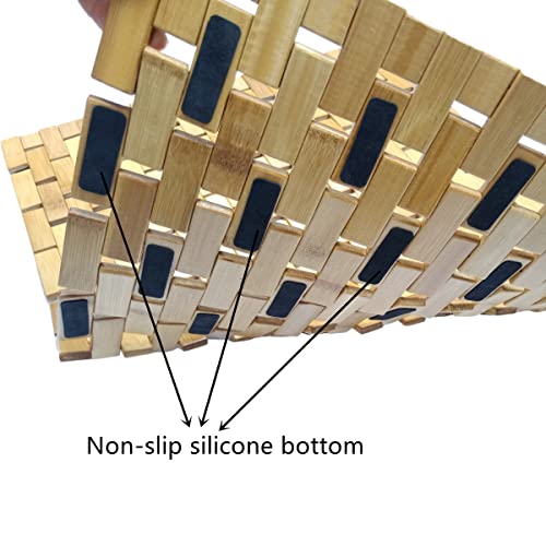 HJJKKH Bamboo Bath Mat with 15.7X23.6 inch,Nature Bamboo Bathroom Mat,Roll-Up and Foldable Bamboo Shower Mat,Non Slip Shower Tub Mat for Bathtub, Shower,Sauna,Hot Tub