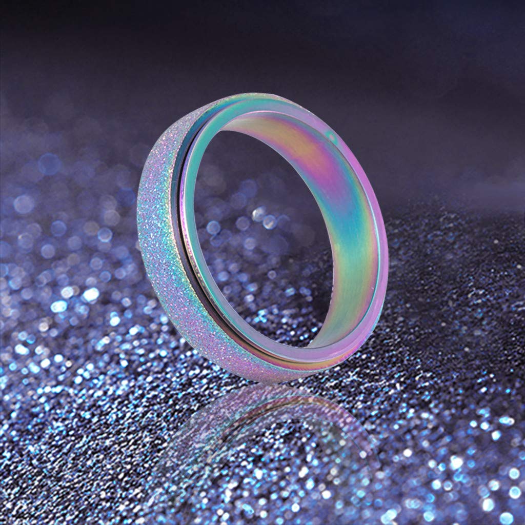 Tronet rings Women's Stainless Steel Spinner Ring Sand Blast Finish Comfort Size 6-13a Good Gift for a Girlfriend, Boyfriend, Family