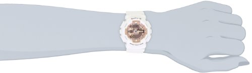 Casio Women's BA-110-7A1CR Baby-G Pink Analog-Digital Display and White Resin Strap Watch